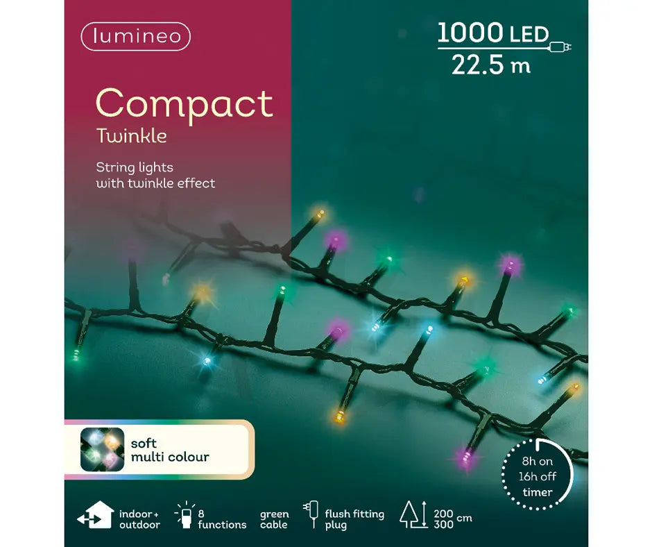 Compact LED Lights - 1000 - Soft Multicoloured – Torwood Garden Centre